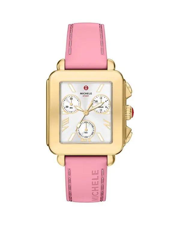 Michele Deco Sport Chronograph, 35mm X 36mm - Silver/pink