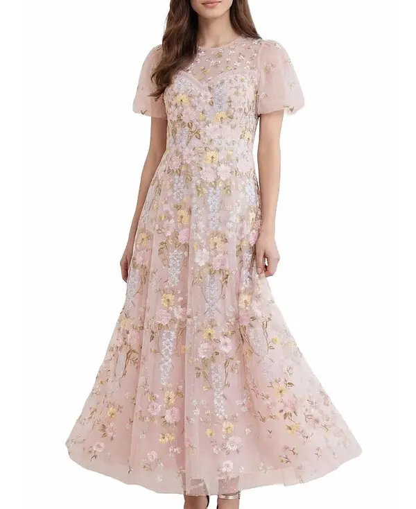 NEEDLE & THREAD Garden Rose Short Sleeve Maxi Gown
