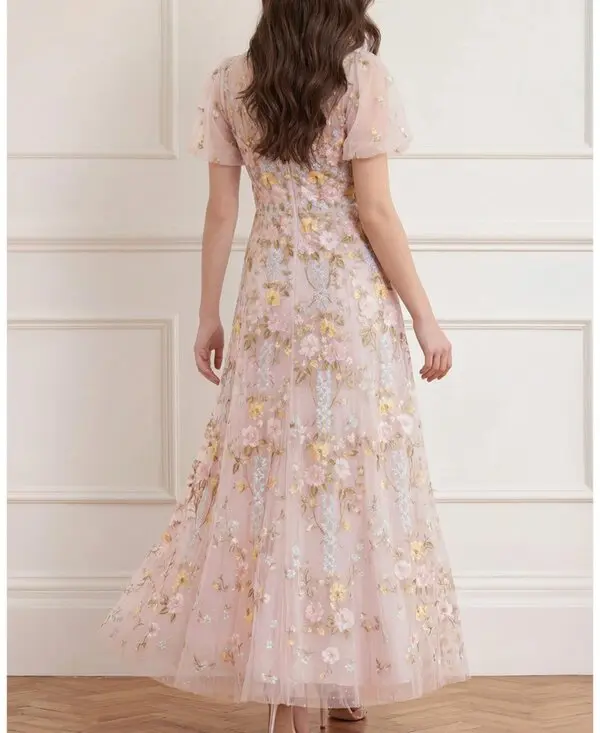 NEEDLE & THREAD Garden Rose Short Sleeve Maxi Gown