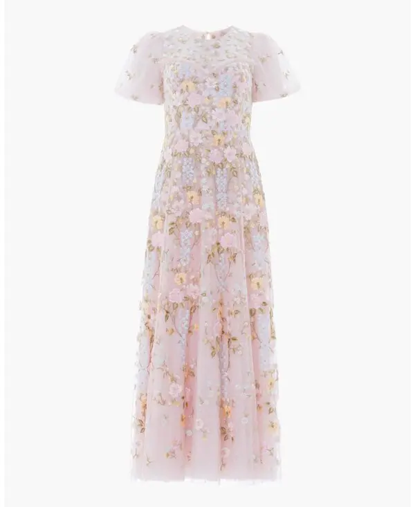 NEEDLE & THREAD Garden Rose Short Sleeve Maxi Gown