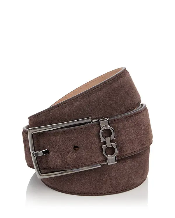 FERRAGAMO Gancini Reversible Suede & Leather Belt