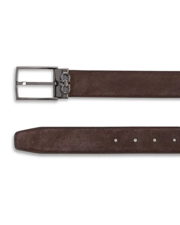 FERRAGAMO Gancini Reversible Suede & Leather Belt