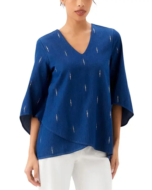 Karen Kane Bracelet Sleeve Embellished Asymmetric Top