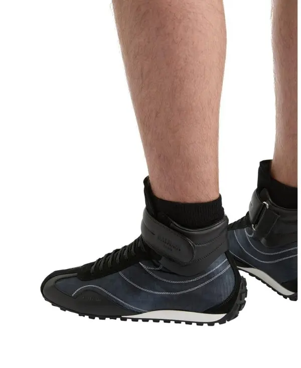 Balmain Racing Mid-top Trainers In Nylon And Leather