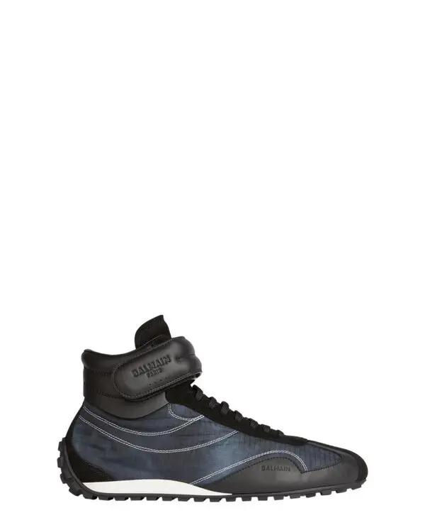 Balmain Racing Mid-top Trainers In Nylon And Leather