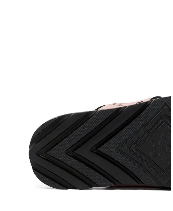 Mcm Cross Sandal In Visetos Leather Mix