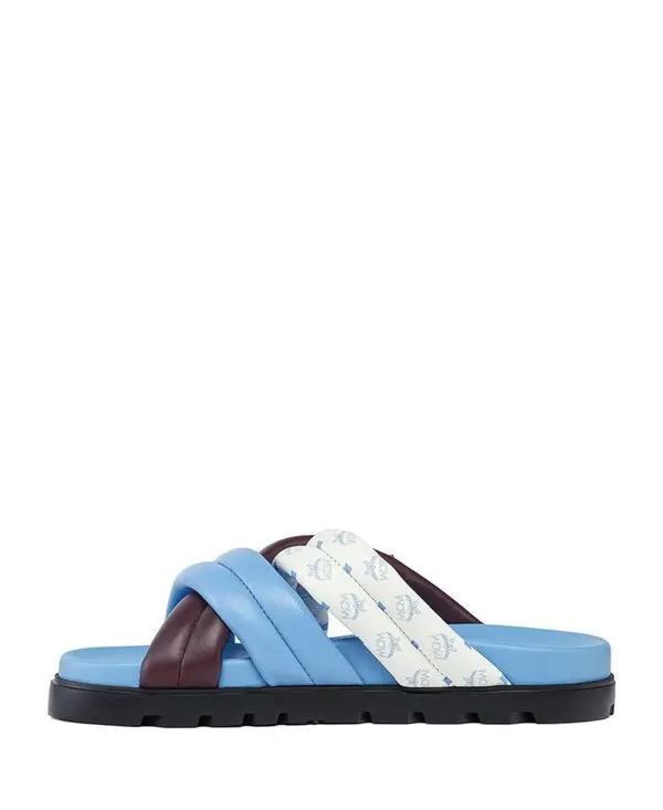 Mcm Monogram Cross Sandals In Lamb Leather