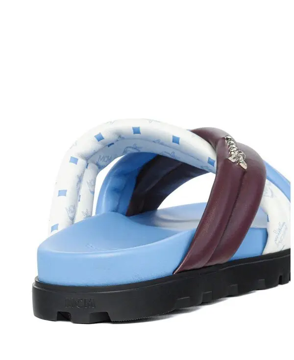 Mcm Monogram Cross Sandals In Lamb Leather