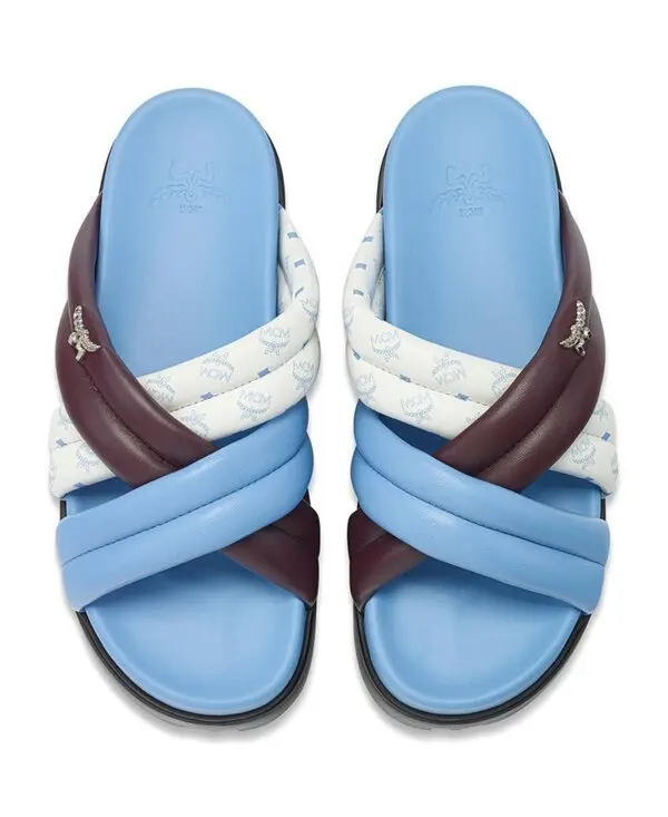 Mcm Monogram Cross Sandals In Lamb Leather