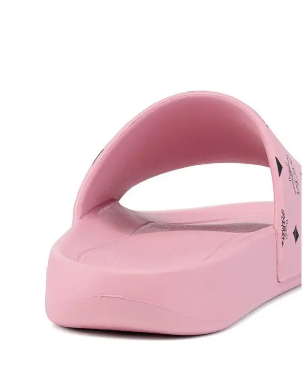 Mcm Monogram Print Rubber Slides - Soft Pink