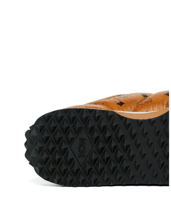 Mcm Diamante Lo Sneakers In Quilted Monogram Leather - Cognac