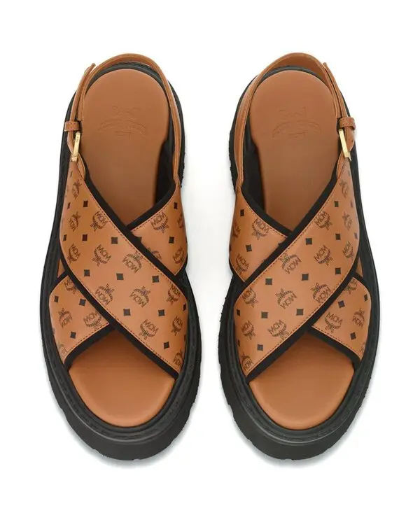 Mcm Monogram Platform Sandals In Lambskin