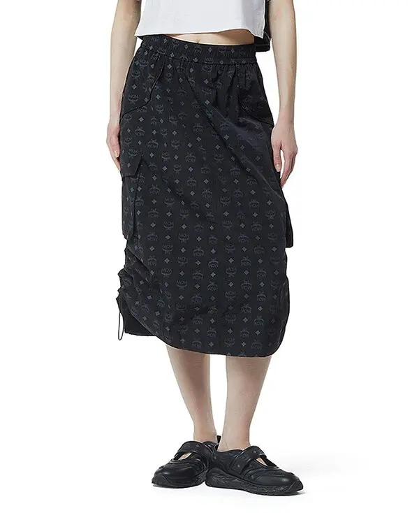 Mcm Monogram Midi Skirt In Recycled Nylon