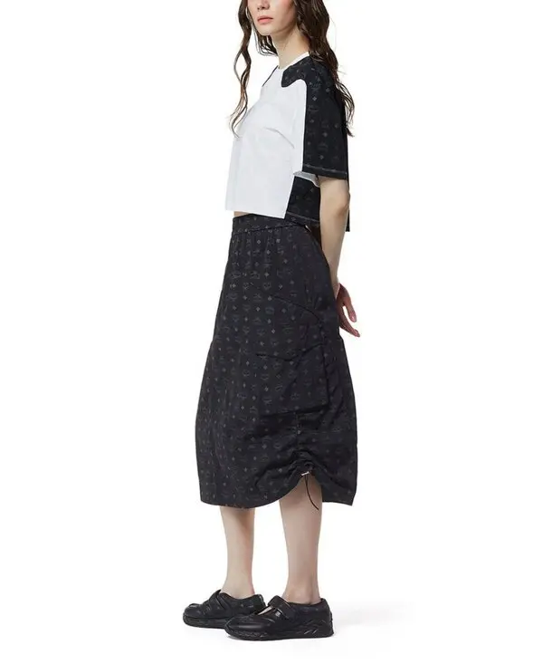 Mcm Monogram Midi Skirt In Recycled Nylon
