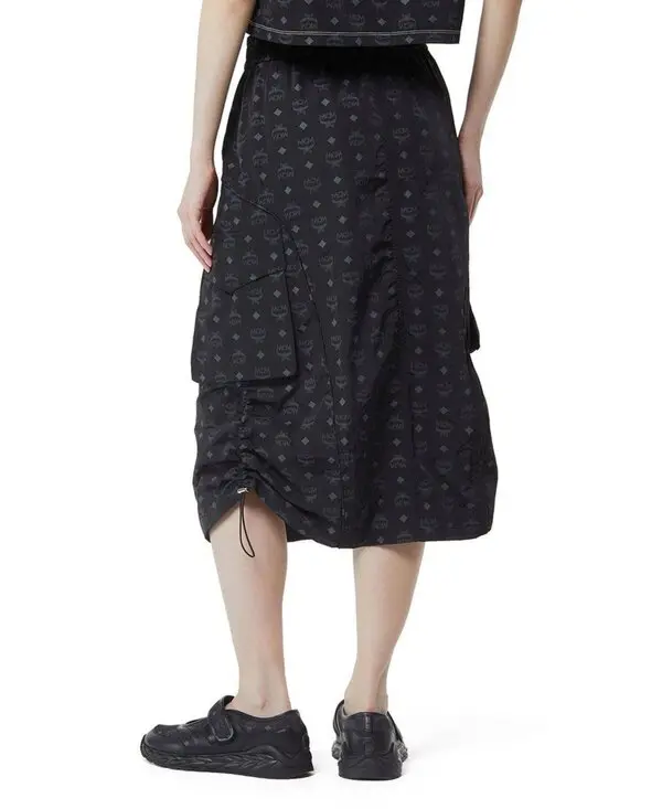 Mcm Monogram Midi Skirt In Recycled Nylon