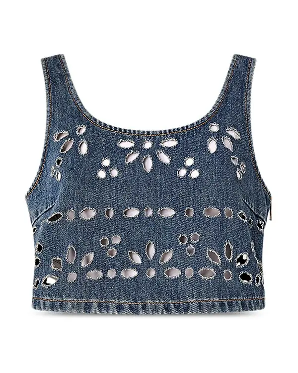 Pinko Thora Laser Cut Denim Top