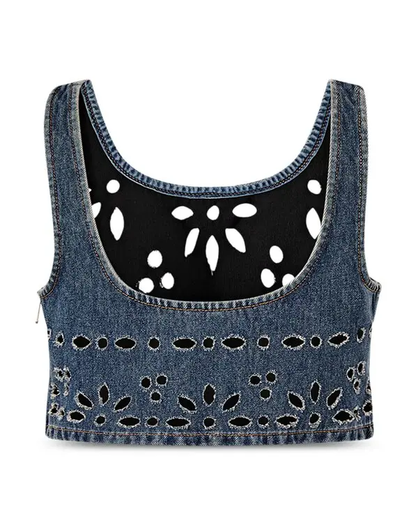 Pinko Thora Laser Cut Denim Top