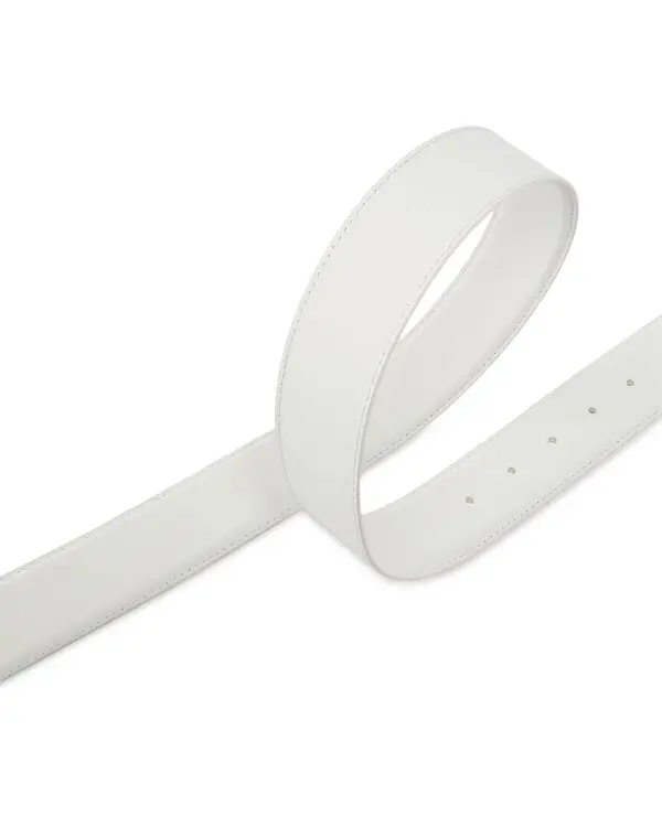 Pinko Love Berry White Leather Belt With Silver Tone Buckle