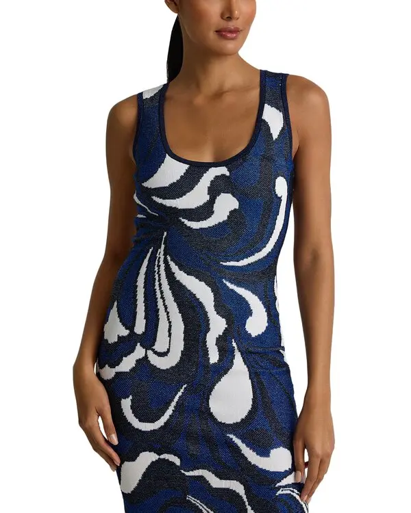 St. John Graphic Print Midi Dress