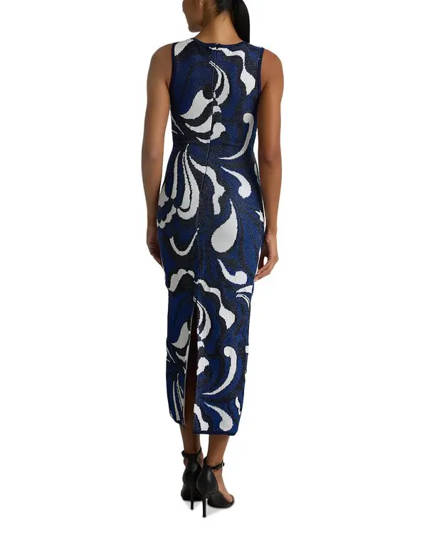 St. John Graphic Print Midi Dress