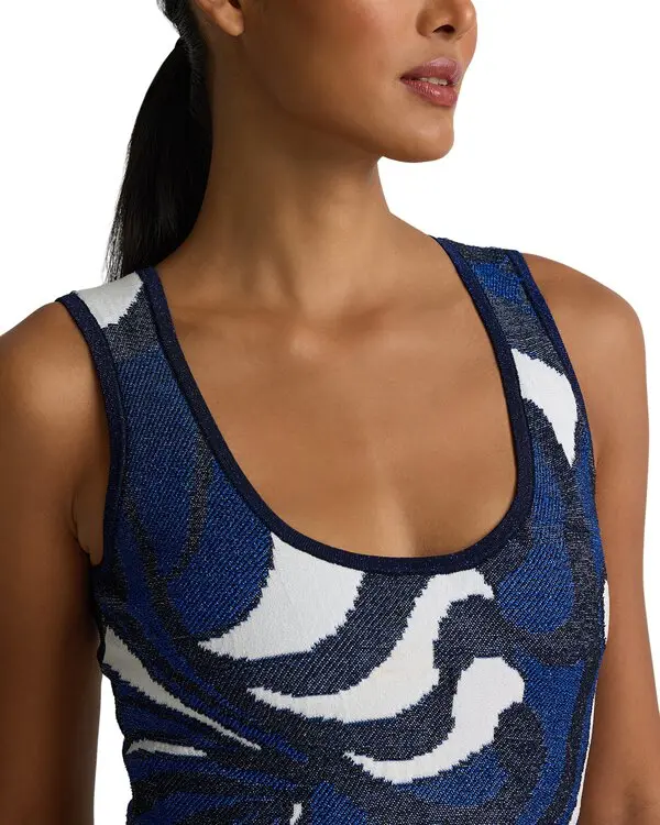 St. John Graphic Print Midi Dress