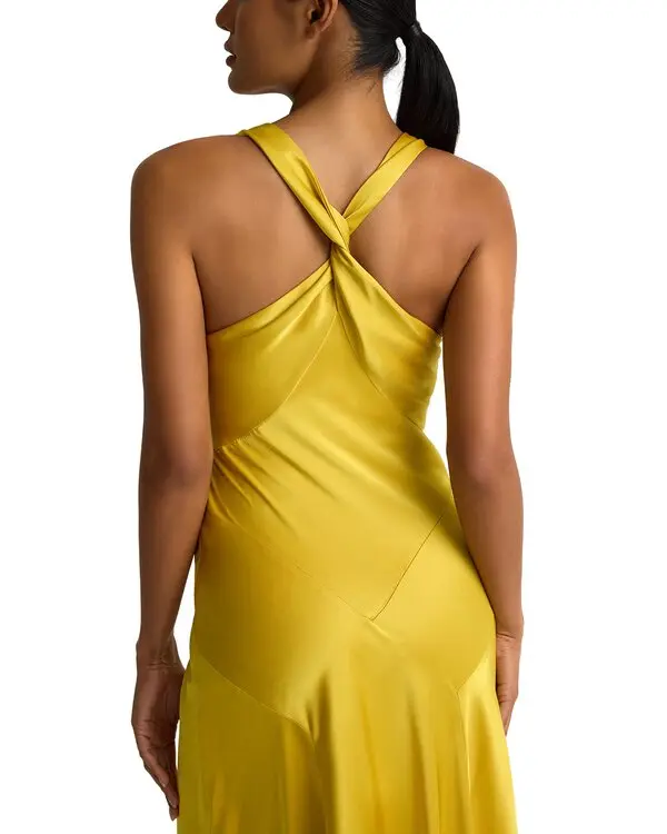 St. John Liquid Satin Cowl Neck Dress
