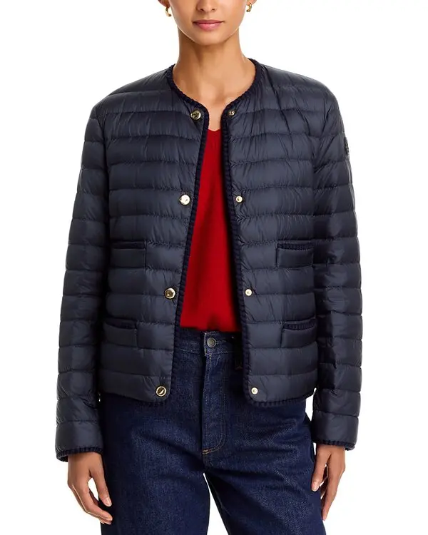 Moncler Circaete Braided Trim Short Down Jacket - Blue