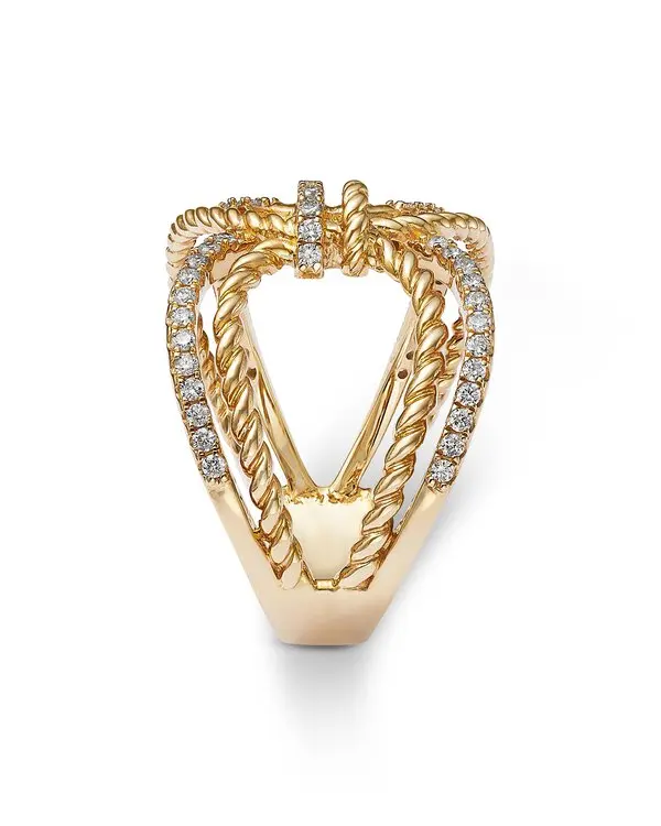 Bloomingdale'S Diamond Crossover Ring In 14k Yellow 0.35 Tcw