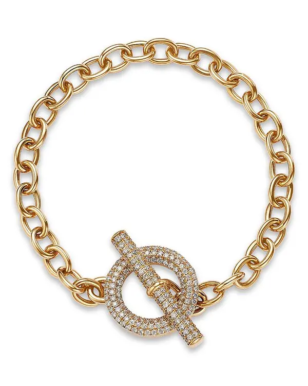 Bloomingdale'S Diamond Oval Chain Link Bracelet In 14k Yellow 1.33 Tcw - Gold