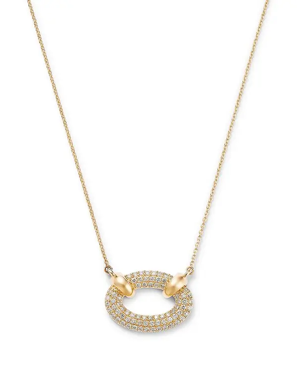 Bloomingdale'S Diamond Pave Oval Pendant Necklace In 14k Yellow 18 - Gold