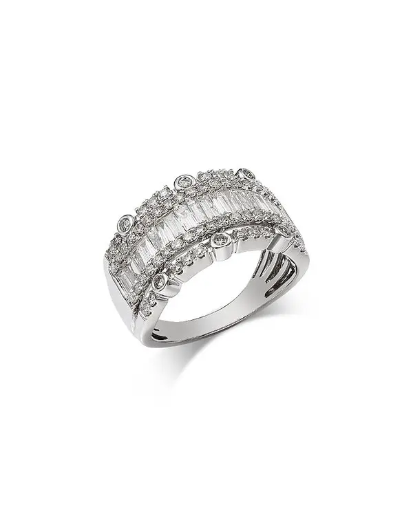Bloomingdale'S Diamond Round & Baguette Band Ring In 14k Gold, 1.50 Tcw - White