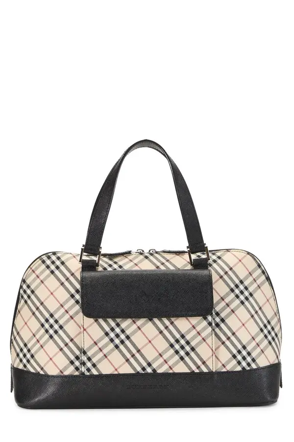 Burberry House Check Jacquard Bowler Handbag - Black
