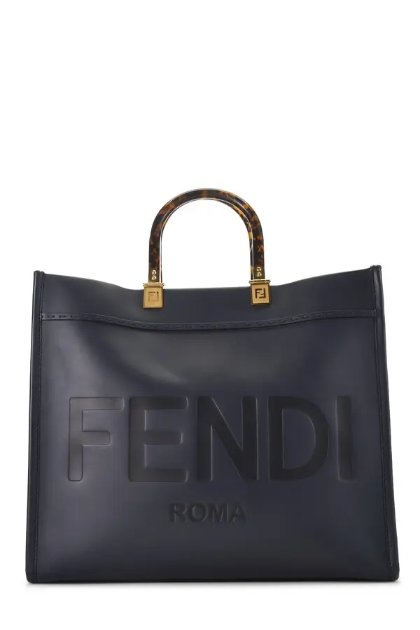 Fendi Sunshine Shopper Calfskin Tote - Navy