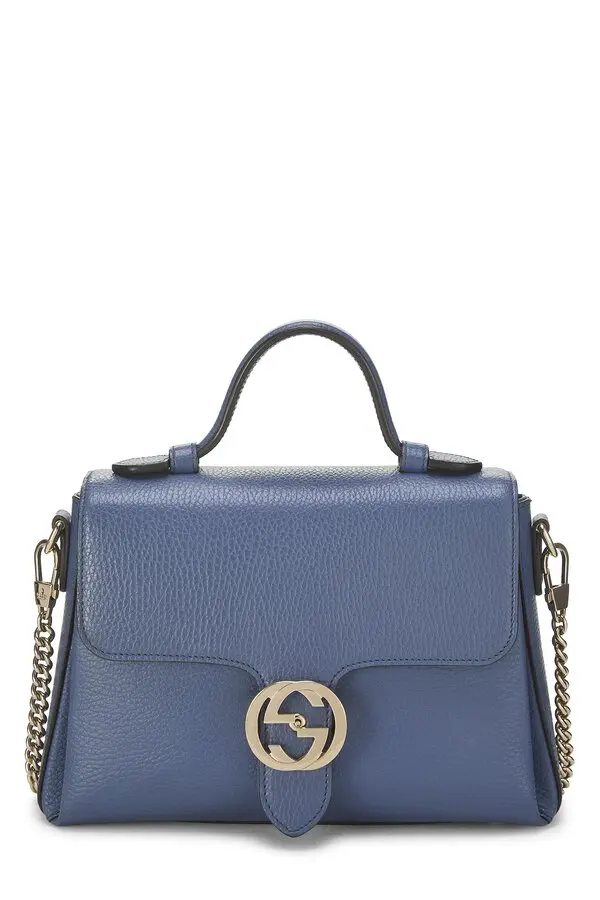 Gucci Red Leather Interlocking Top Handle Bag - Blue