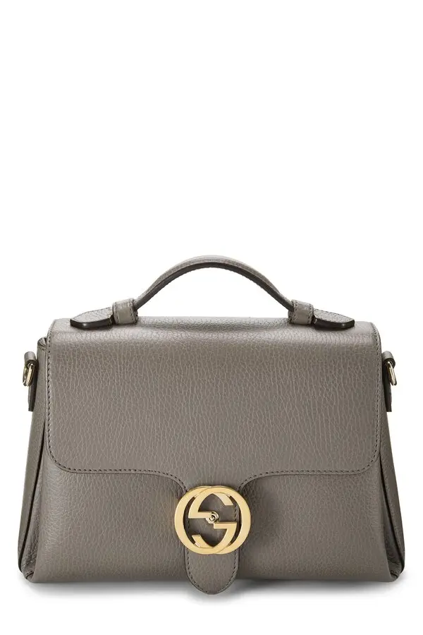 Gucci Leather Interlocking Top Handle Bag - Grey