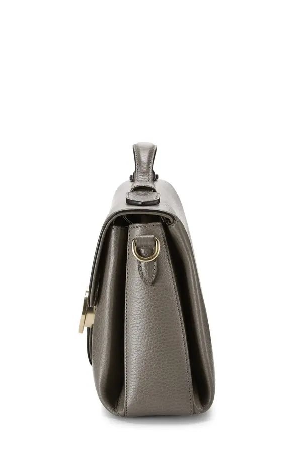 Gucci Leather Interlocking Top Handle Bag - Grey