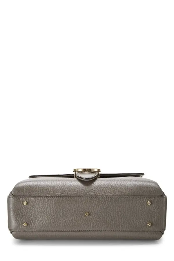 Gucci Leather Interlocking Top Handle Bag - Grey