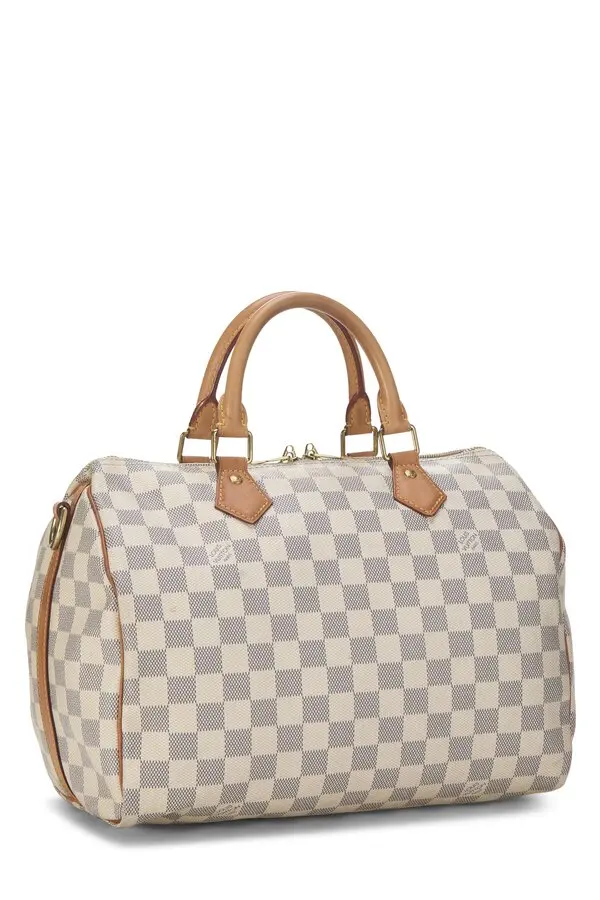LOUIS VUITTON Damier Azur Speedy Bandouliere Bag - White