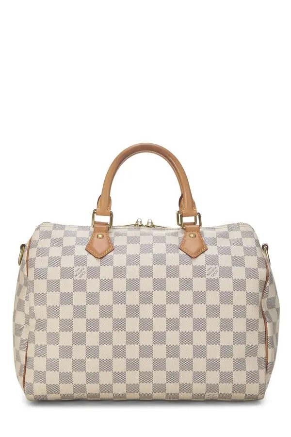 LOUIS VUITTON Damier Azur Speedy Bandouliere Bag - White