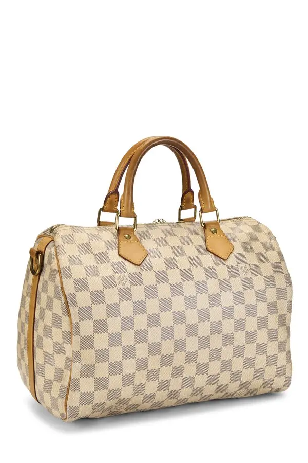 LOUIS VUITTON Damier Azur Speedy Bandouliere Bag - White