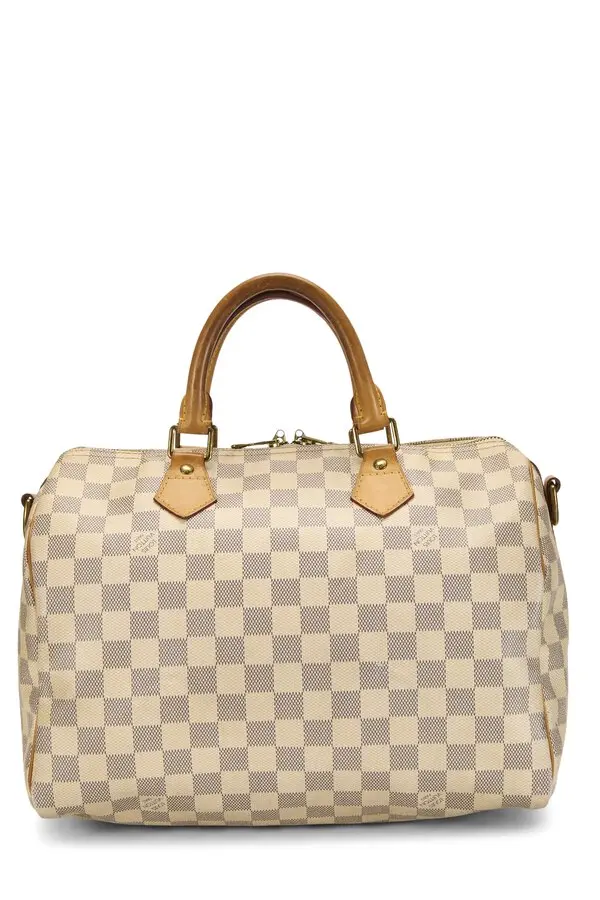 LOUIS VUITTON Damier Azur Speedy Bandouliere Bag - White