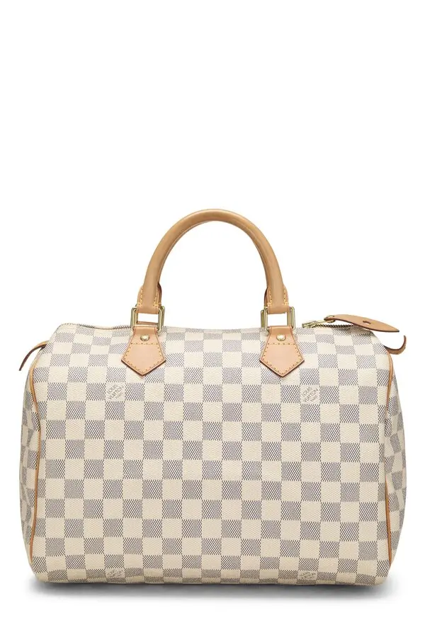 LOUIS VUITTON Damier Azur Speedy Bandouliere Bag - White