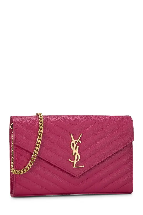 Saint Laurent Grainy Monogram Wallet On Chain