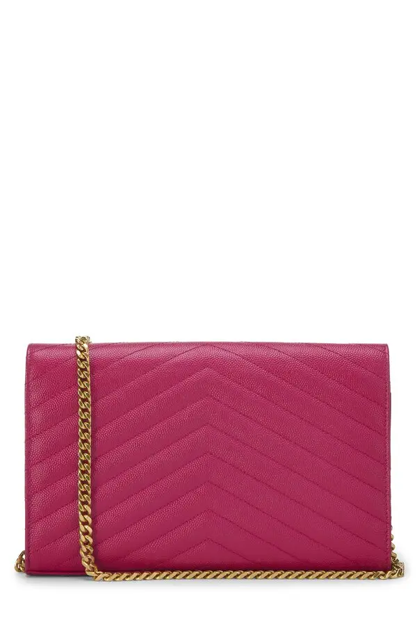 Saint Laurent Grainy Monogram Wallet On Chain
