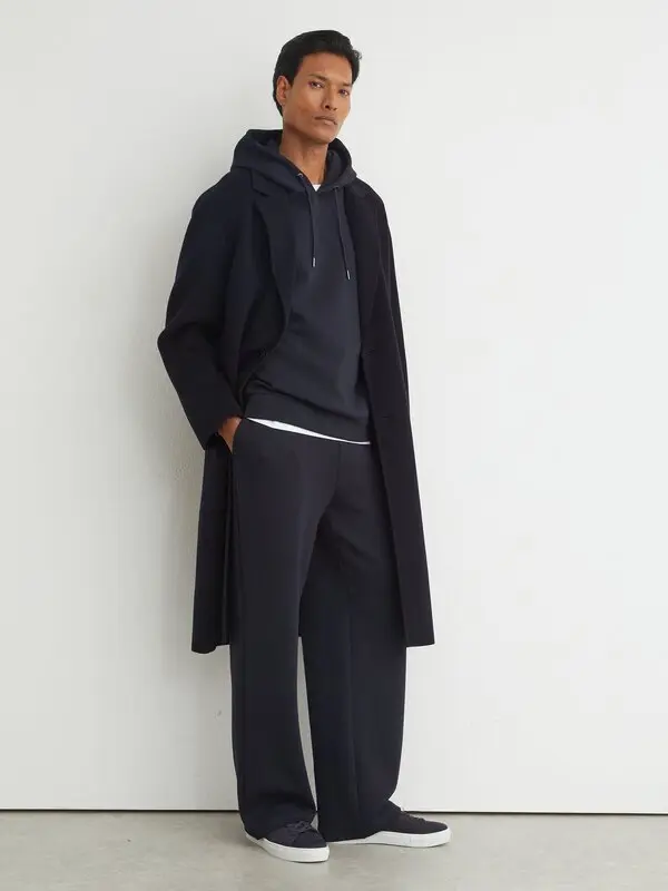 REISS Rivo Premium Interlock Relaxed-fit Joggers - Navy
