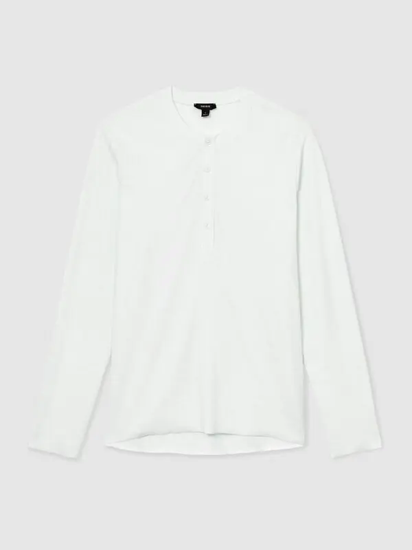 REISS Francisco Ribbed Long-sleeve Henley T-shirt