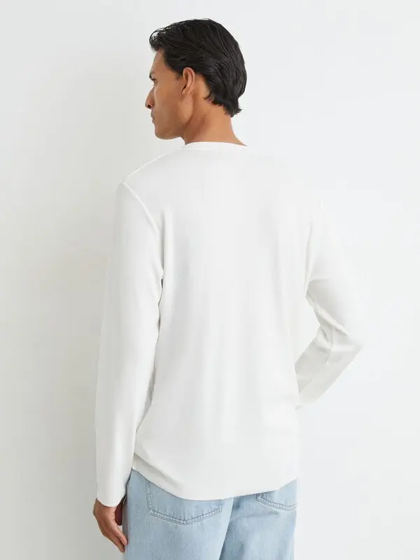 REISS Francisco Ribbed Long-sleeve Henley T-shirt