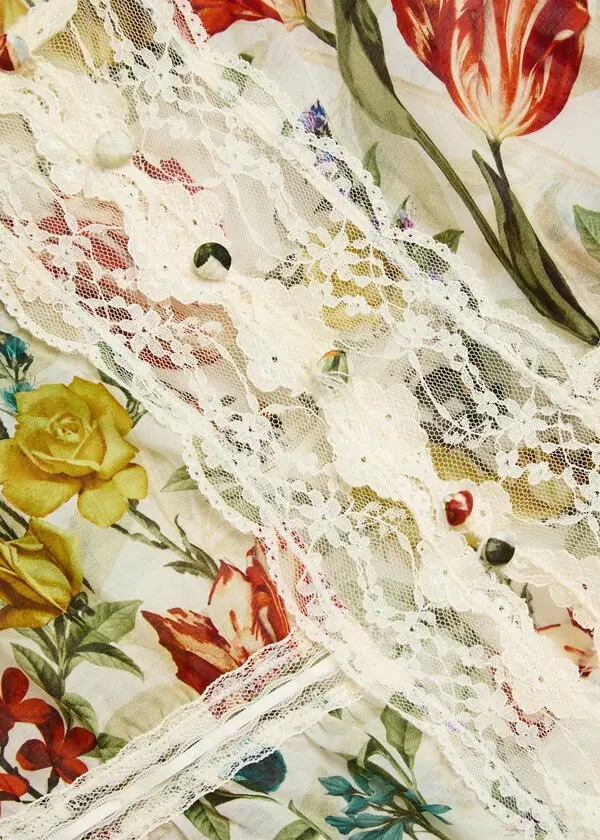 Alice + Olivia Annabeth Floral-print Cotton-blend Top