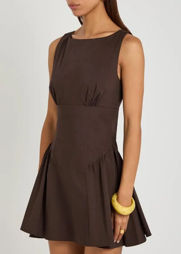 Staud Gwen Stretch-cotton Poplin Mini Dress