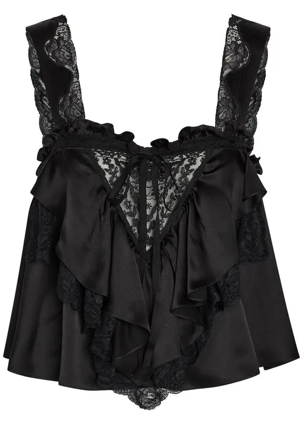 Chloé Lace-embellished Ruffled Silk Blouse - Black